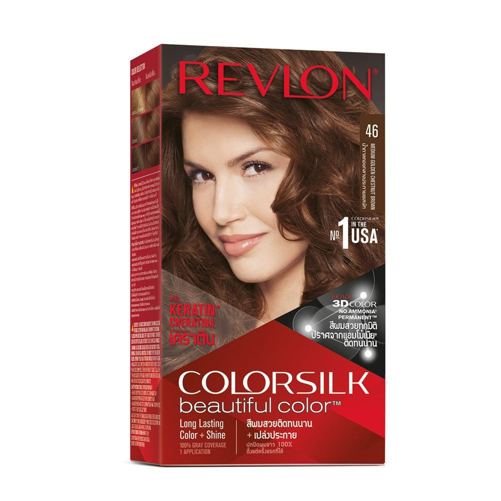 Revlon Colorsilk Beautiful Color Medium Golden Chestnut Brown-46 เรฟลอน ...
