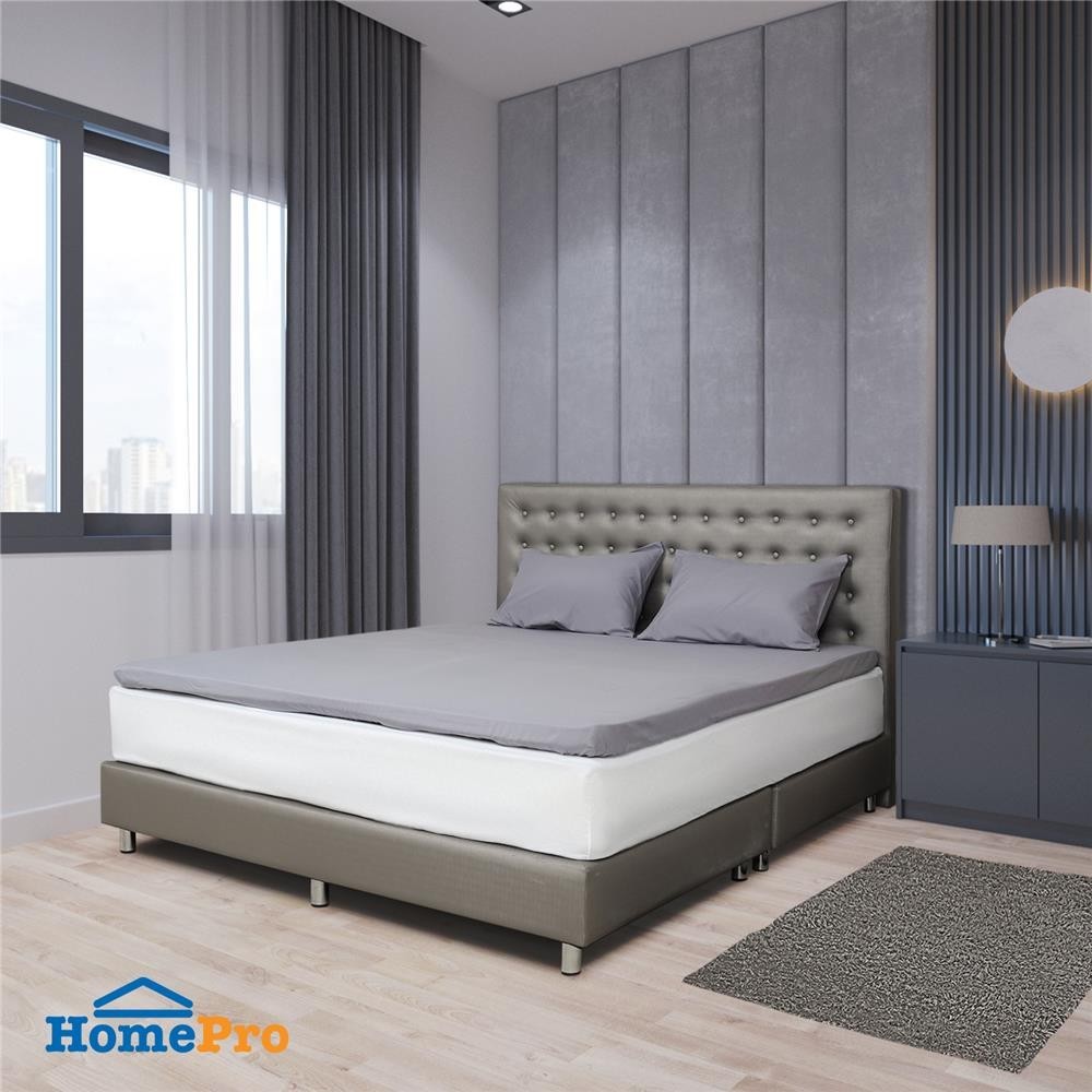 HomePro ชุดผ้าปู TOPPER LISA 5 ฟุต จำนวน 3 ชิ้น สีเทา แบรนด์ HLS ...