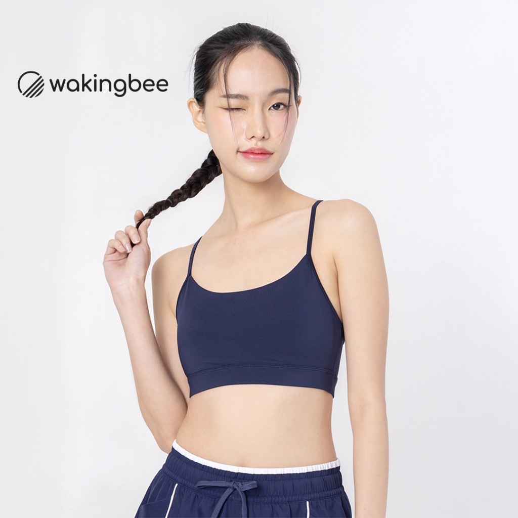Wakingbee Avenue Bra (Navy) สปอร์ตบรา รุ่นขายดี สีพื้น แมทช์ง่าย สายหลังไขว้สวย ผ้ากระชับ ...