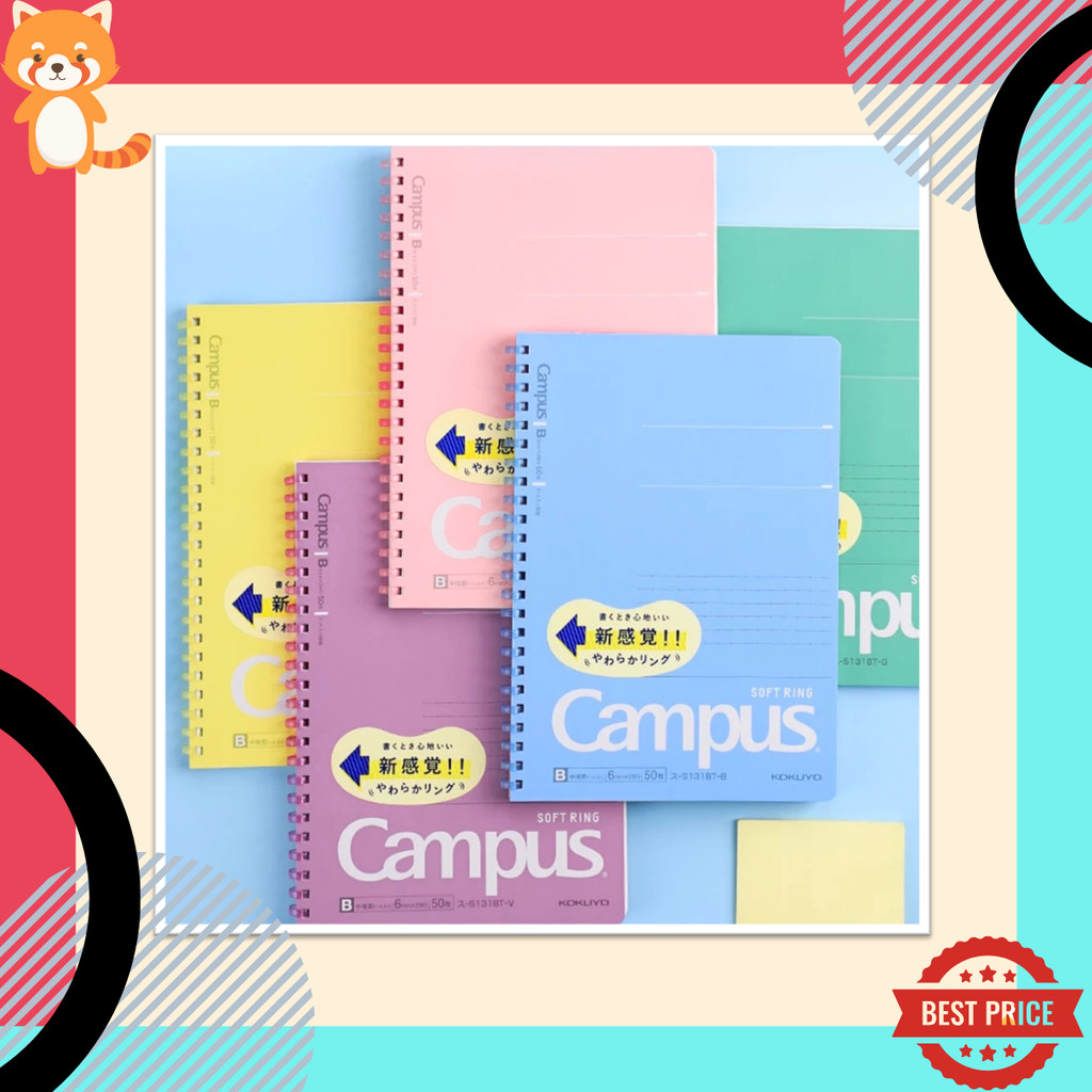 Kokuyo Campus Soft Ring สมุดสันนิ่ม สมุดโน้ตสันห่วง ขนาด A5 B5 กระดาษมีเส้น คุณภาพดี เขียนลื่น ...