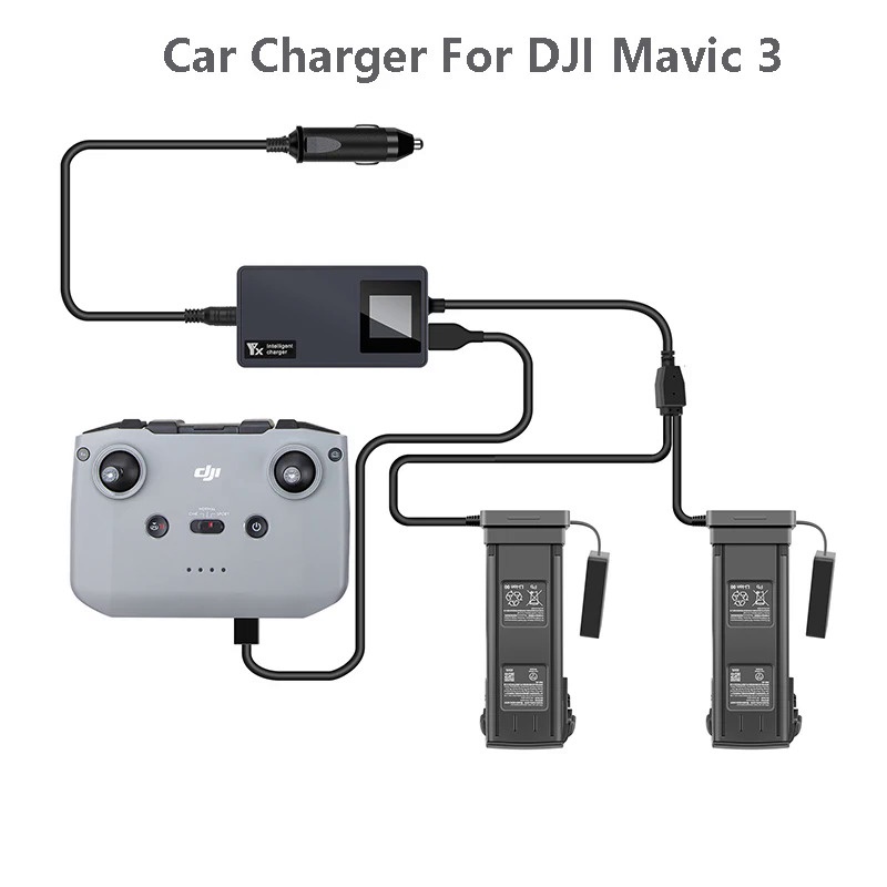 จอแสดงผลดิจิตอลชาร์จไฟในรถสำหรับ DJI Mavic 3จมูกแบตเตอรี่การควบคุมระยะ ...