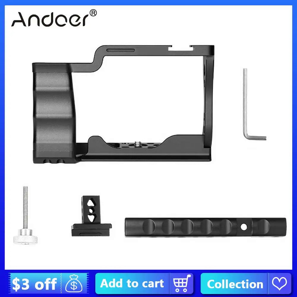 Andoer Camera Cage Top Handle Kit อลูมิเนียมอัลลอยด์พร้อม Cold Shoe ...