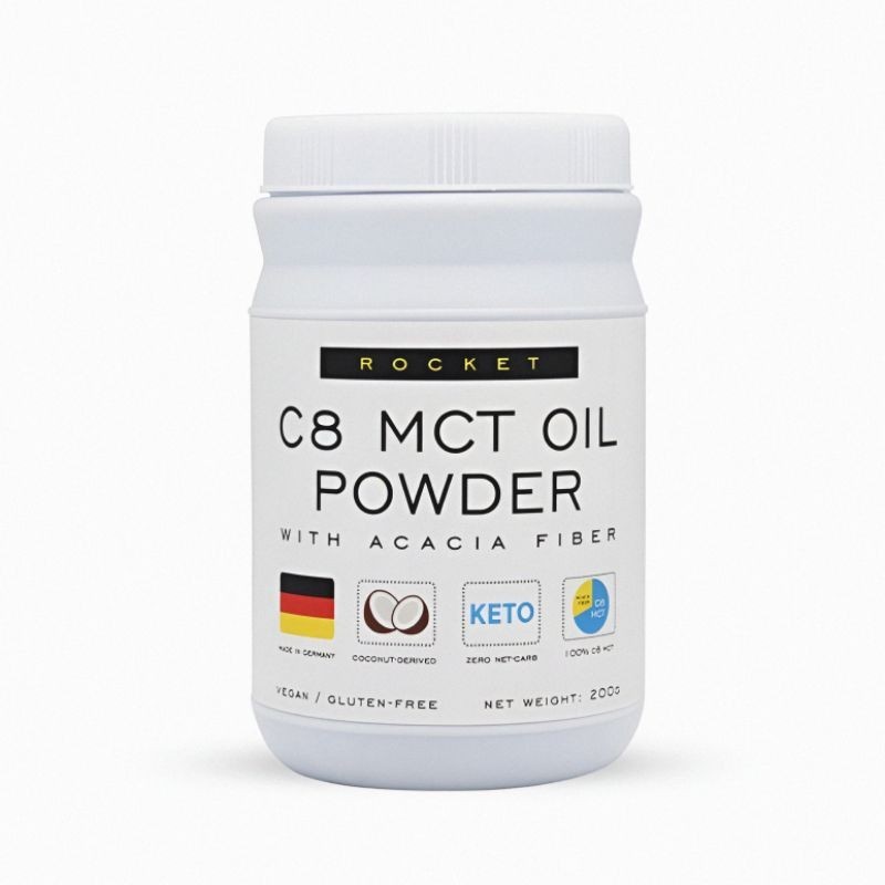 ROCKET C8 MCT oil powder acacia fiber ผงเอ็มซีที 200g มี2ขนาดให้เลือก ...