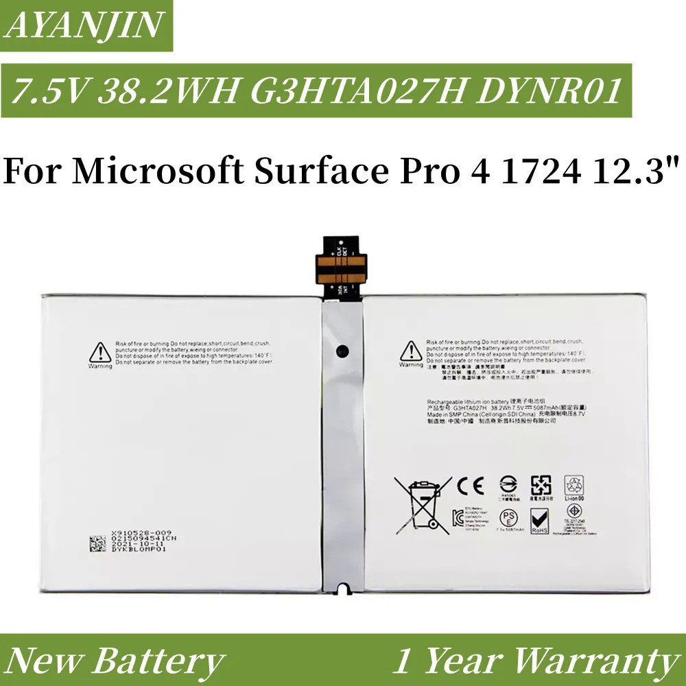New G3HTA027H DYNR01 Laptop Battery For Microsoft Surface Pro 4 1724 12 ...