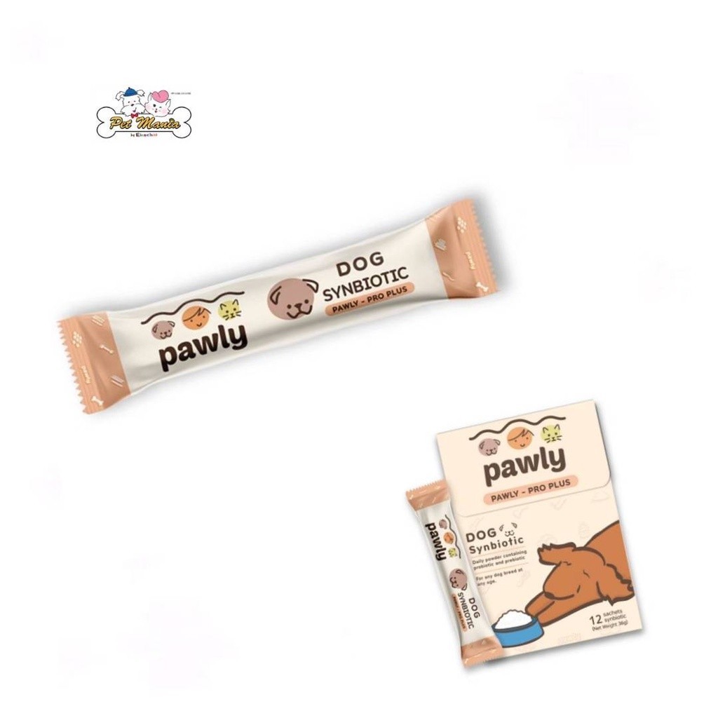 Pawly Pro Plus ผงโรยอาหาร ปรับกระเพาะ สำหรับสุนัข จำนวน 1 กล่อง [12ซอง ...
