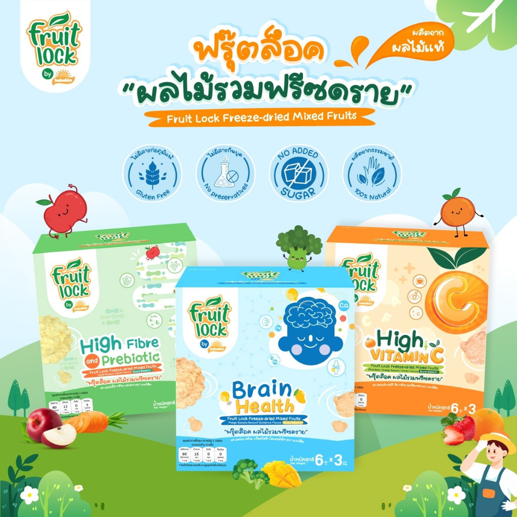 Fruit Lock SET 3 กล่องผลไม้ก้อน ล็อคคุณค่าผลไม้แท้(สำหรับเด็ก 8 เดือน ...