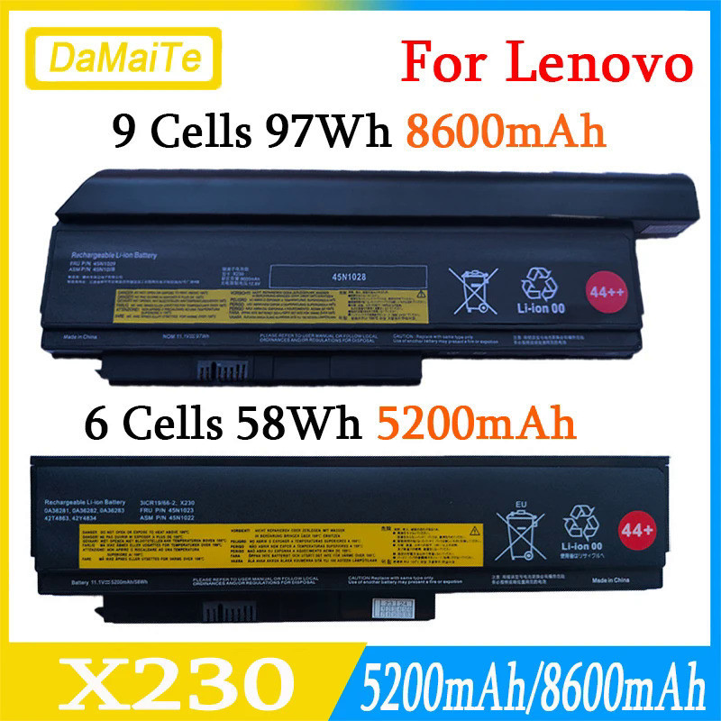 X230แบตเตอรี่แล็ปท็อปใหม่สำหรับ Lenovo ThinkPad 9เซลล์แบตเตอรี่ลิเธียม ...