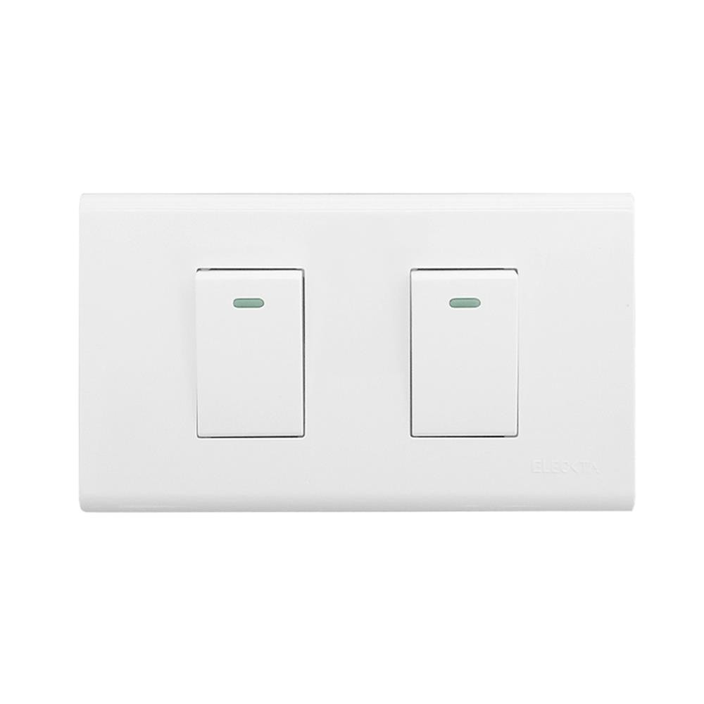 ELECKTA ชุดสวิตช์ 1 ทาง 2 ช่อง N BASIC สีขาว | Shopee Thailand