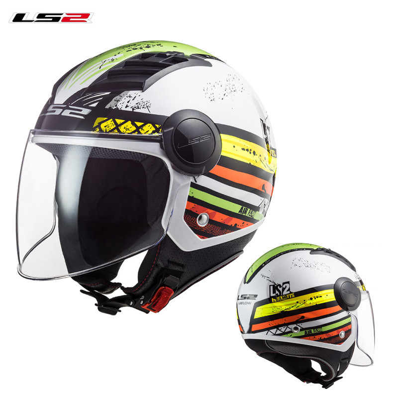 LS2 airflow motorcycle helmet 3/4 open face summer jet scooter half ...
