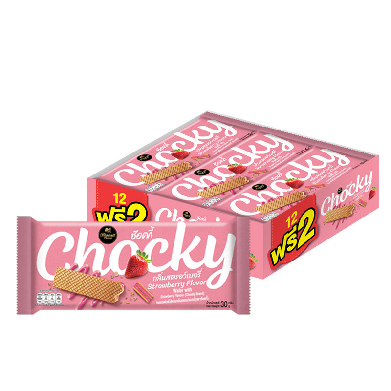 ช็อกกี้ เวเฟอร์สตรอเบอร์รี่ 30 ก. x 12 / CHOCKY Wafer Strawberry 30 g x ...