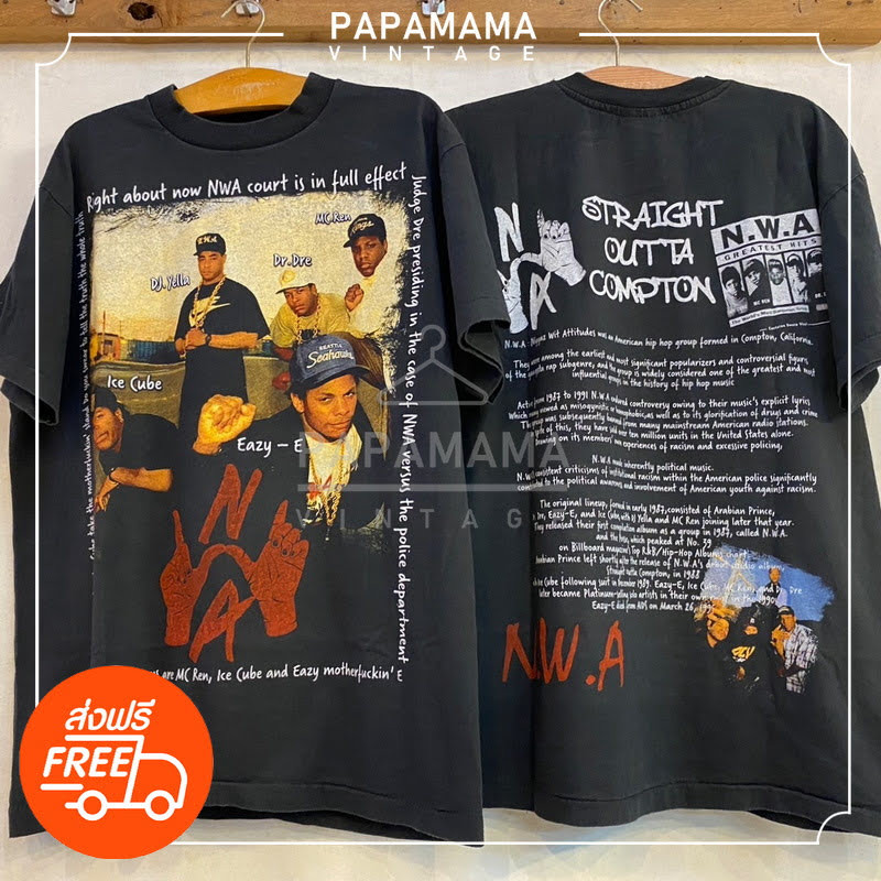 [ N.W.A. ] Straight Outta Compton tag Original Bootleg แท้ Bio Washed ...