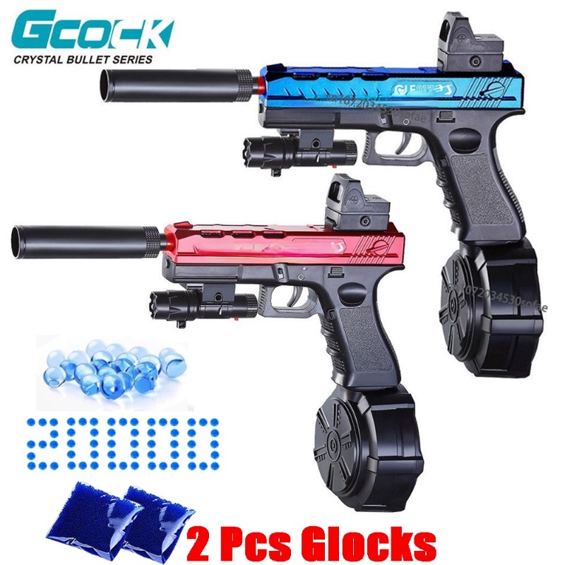 2Pcs 2 In 1 Glock Glock Blaster ไฟฟ้าลูกบอลน้ำของเล่นปืน Splash Ball ...