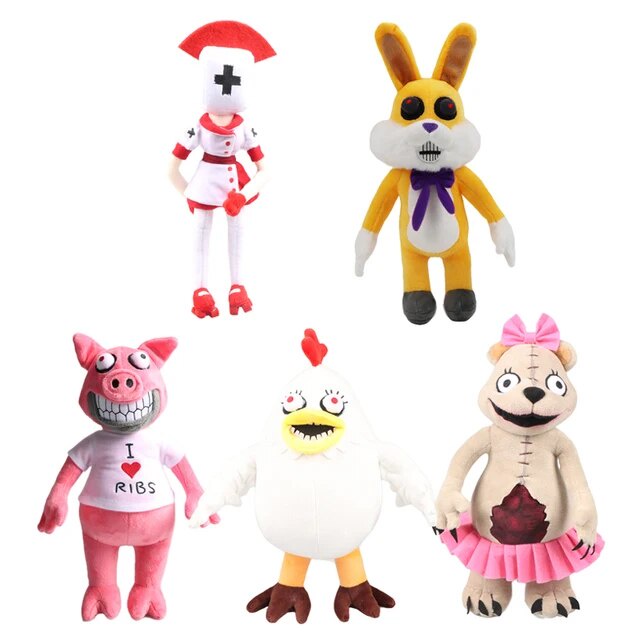 30A 5pcs Dark Deception Plush Dolls Hungry the Pig Penny the Chicken ...