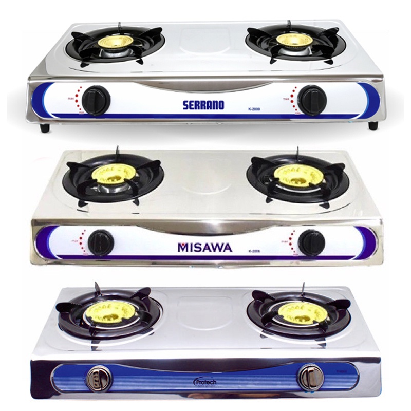 (คละยี่ห้อ) Serrano/ Misawa / Protech / Kashiwa เตาแก๊สหัวคู่หัวทองเหลือง รุ่น K-2000 / K-2100 ...