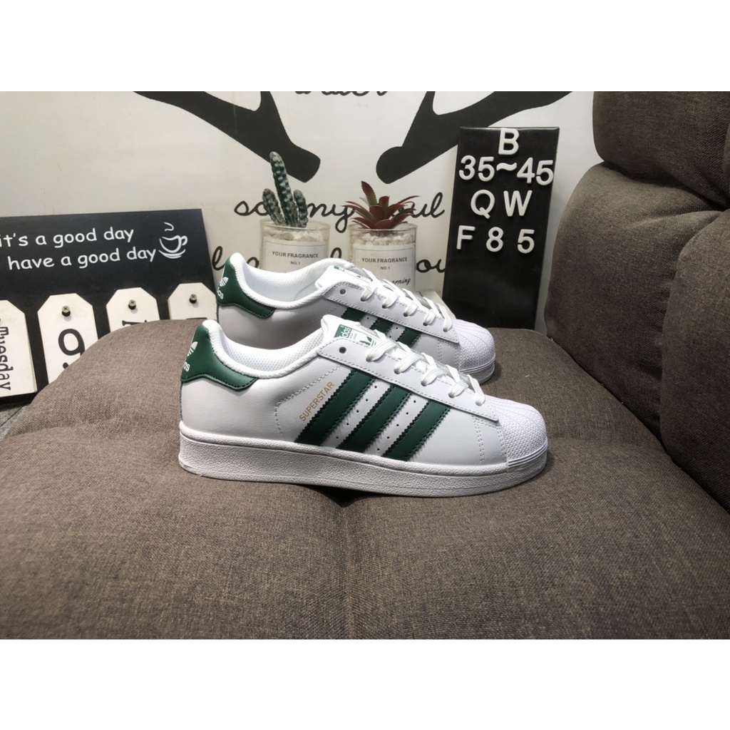 Adidas Originals Superstar รองเท้าวิ่งกันลื่น รองเท้าผ้าใบ Shell Head ...