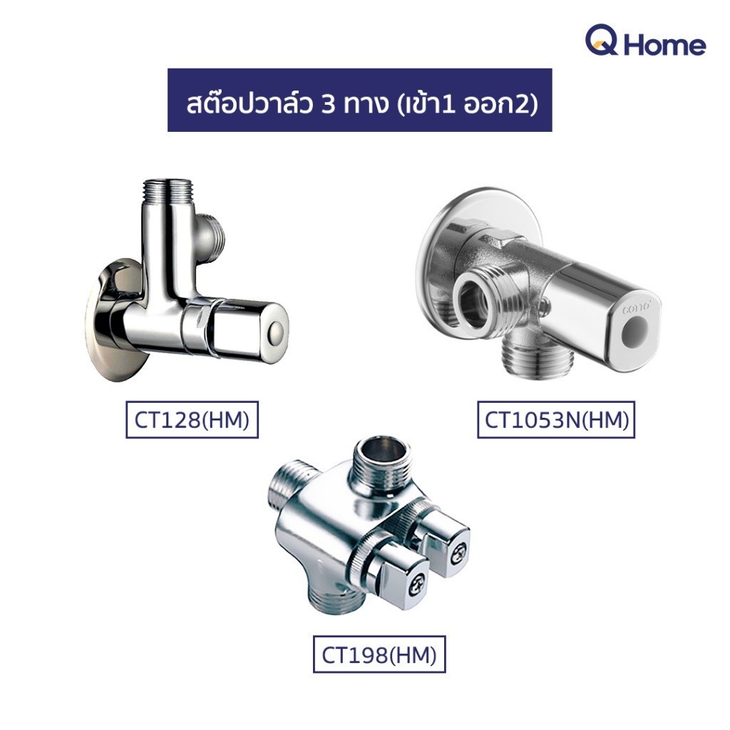 COTTO สต๊อปวาล์ว 3 ทาง (เข้า1ออก2) Duo Stop Valve รุ่น CT1053N(HM ...