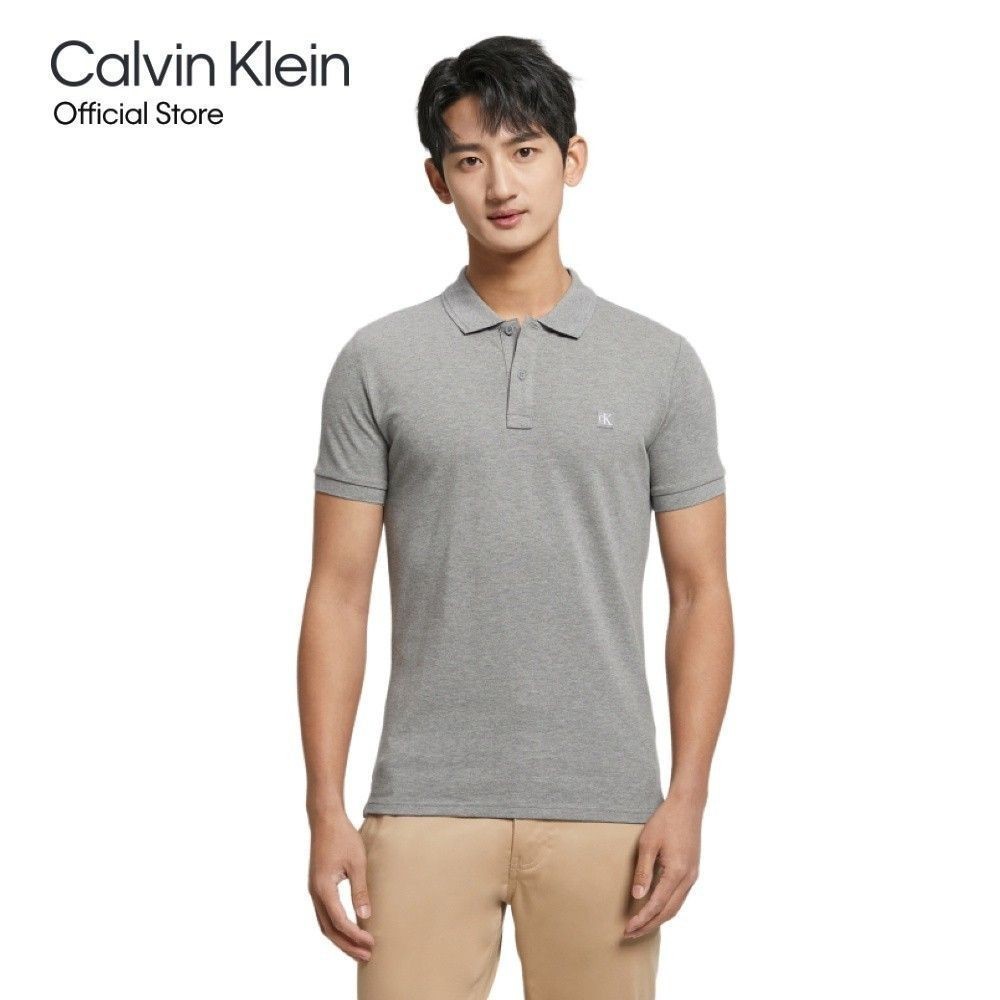 CALVIN KLEIN เสื้อโปโลผู้ชาย ทรง Slim รุ่น J324246 P2D - สีเทา | Shopee ...