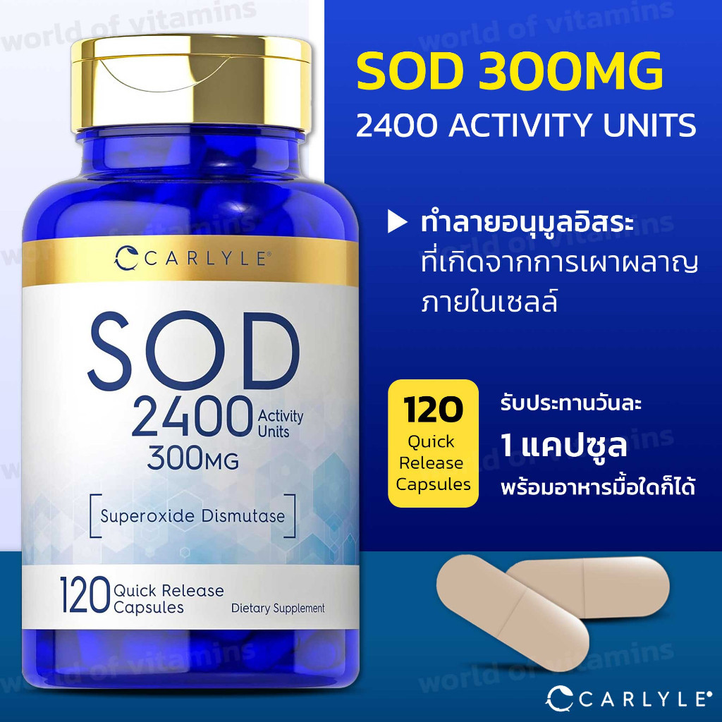 Carlyle S.O.D. Supplement | 300mg | 120 Count | Superoxide Dismutase ...