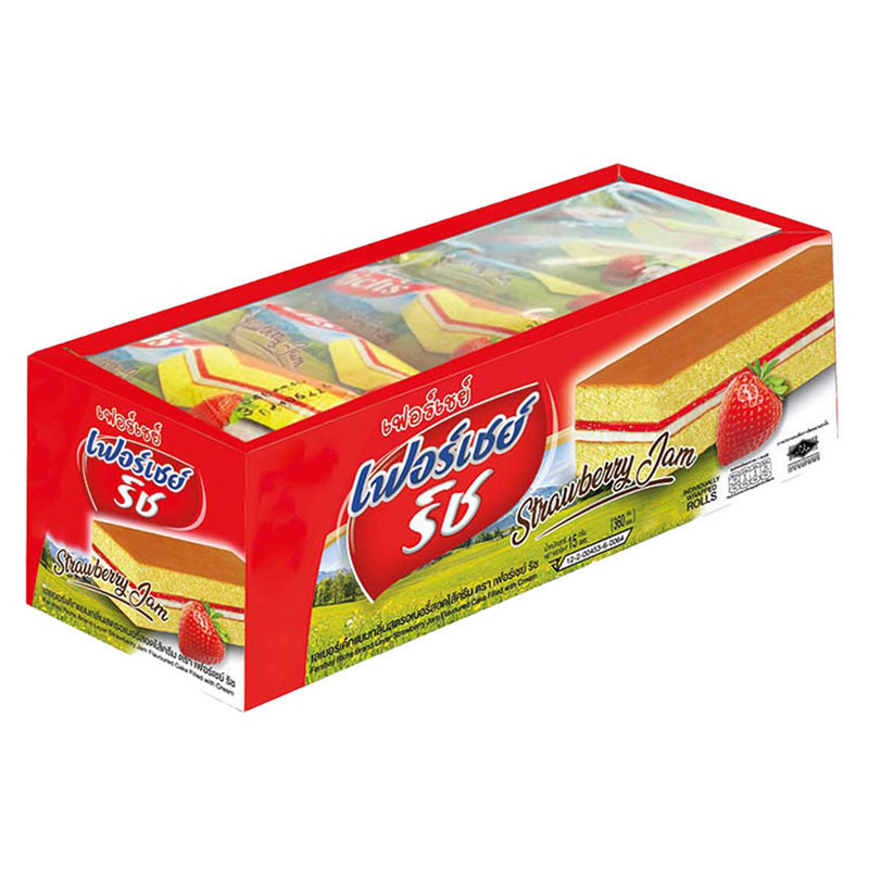 เฟอร์เชย์ ริช เลเยอร์เค้กแยม กลิ่นสตรอว์เบอร์รีสอดไส้ครีม 15 ก. 24 ชิ้น ...