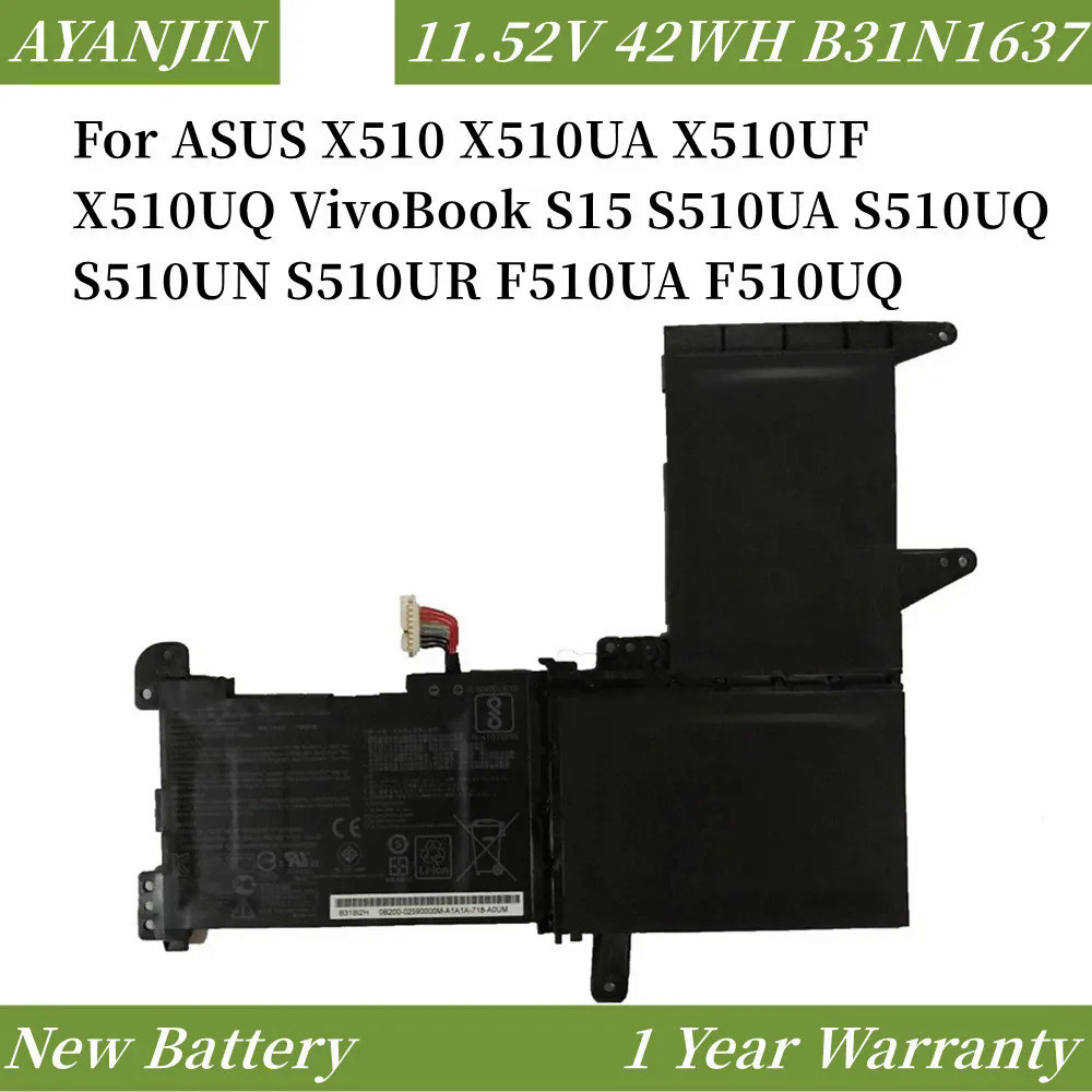 C31N1637 S15 11.52V แบตเตอรี่42WH สำหรับ ASUS X510 X510UA S510UN ...