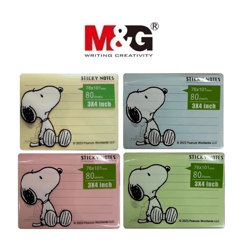กระดาษโน๊ตกาวในตัว ขนาด 3x3 และ 3x4 นิ้ว M&G ลาย Snoopy จำนวน 80 แผ่น ...