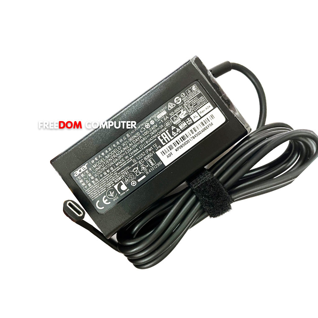 สายชาร์จโน๊ตบุ๊ค(แท้) ACER 20V 3.25A(USB-C)(65W) 5V/3A 9V/3A 15V/3A ADAPTER NOTEBOOK | Shopee ...