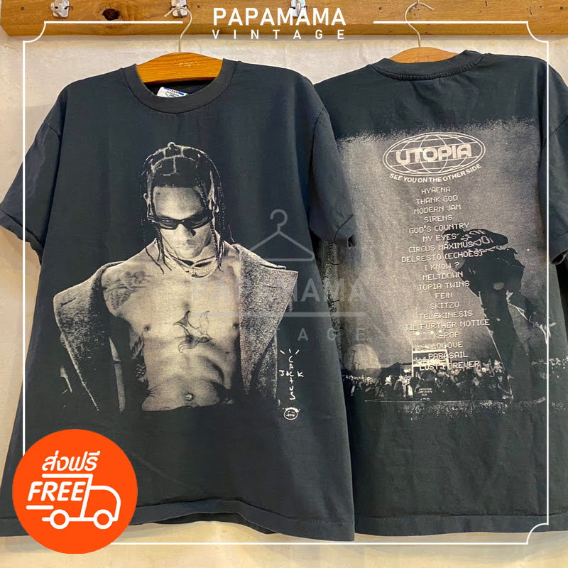 [ Travis Scott ] UTOPIA tag Original Bootleg แท้ เสื้อวินเทจ เสื้อทัวร์ ...