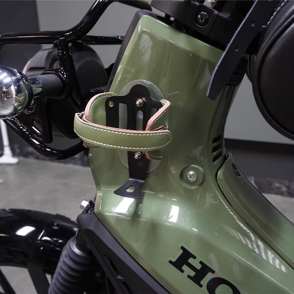 kangarooShopเหมาะสำหรับ Honda Cub CC110 CT125 Yemi ที่วางเครื่องดื่มหนังวัวย้อนยุคแฮนด์ที่วาง ...