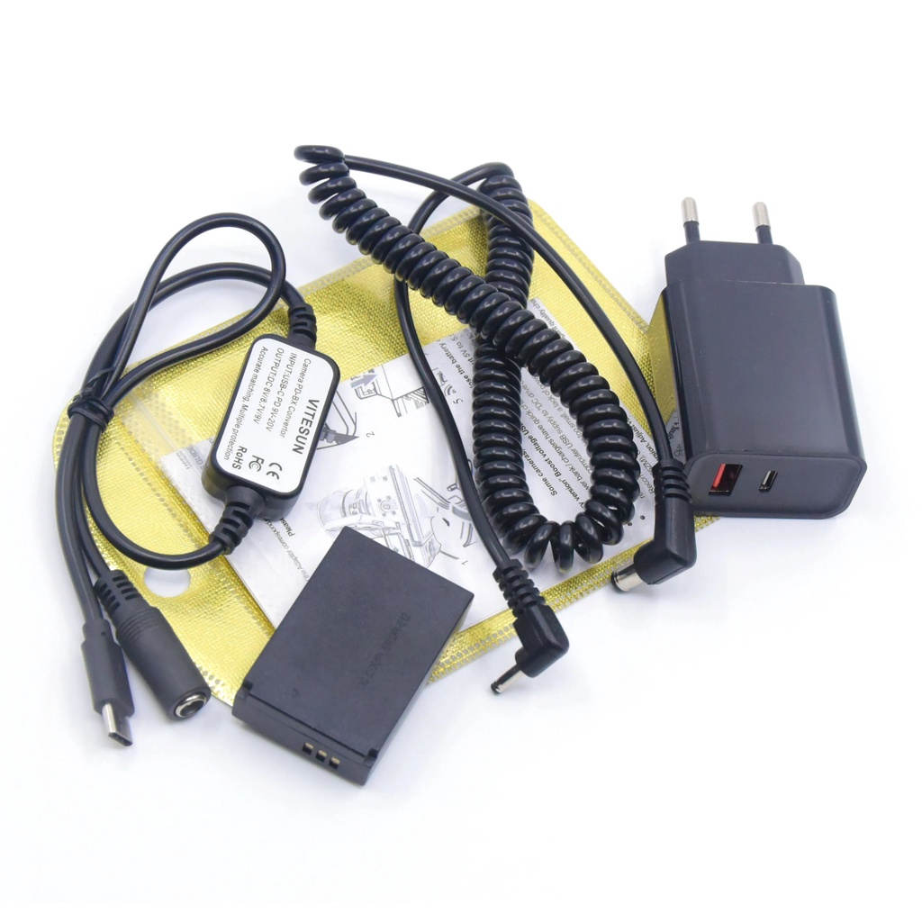 354 PD Charger+USB C Power Bank Sprin Cable+LP-E12 DC Coupler DR-E12 dummy Battery for Canon EOS ...