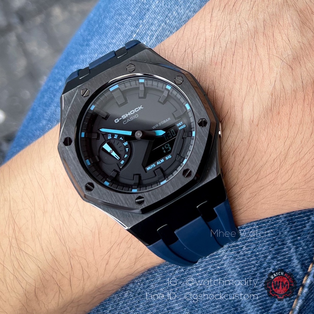 G-Shock Custom AP Style Dark Night Blue Rubber Strap Black Buckle ...