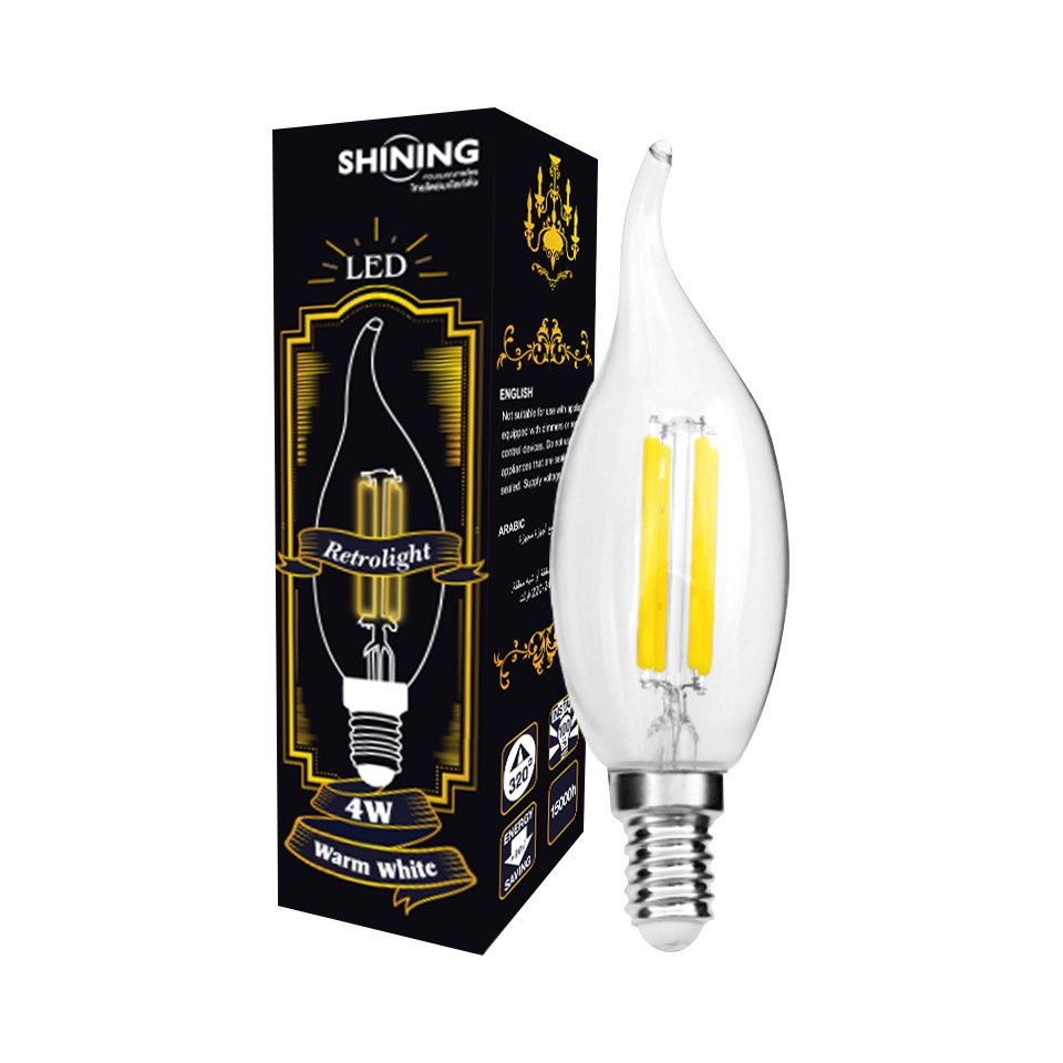 SHINING หลอดไฟวินเทจ LED BULB SHINING CANDLE RETRO 4W WARMWHITE ขั้ว ...