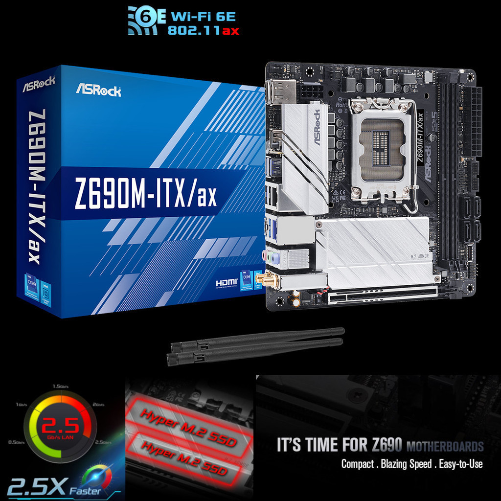 ASRock Z690M-ITX/ax Motherboard Intel 12th/13th/14th Generation CPU ...