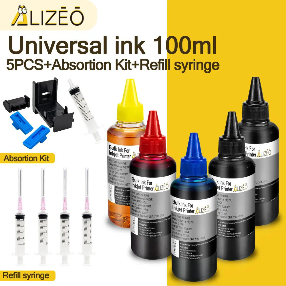 100ML Universal Refill Ink Kit For HP67 67XL 682 682XL 63 63XL 65 65XL ...