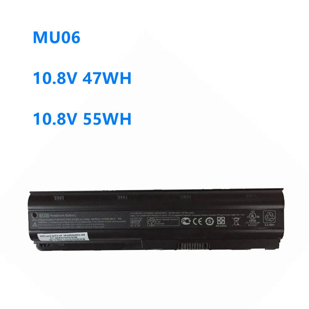 MU06-Laptop battery for HP b. Pipe, 10.8 v, 47w, 55oh, G4, G6, G7, CQ42 ...