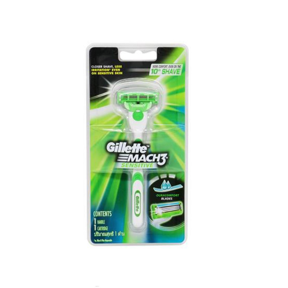 GILLETE Green Mach 3 Sensitive Razor 1 UPยิลเลตต์ด้ามมีดโกนหนวดมัคทรี ...
