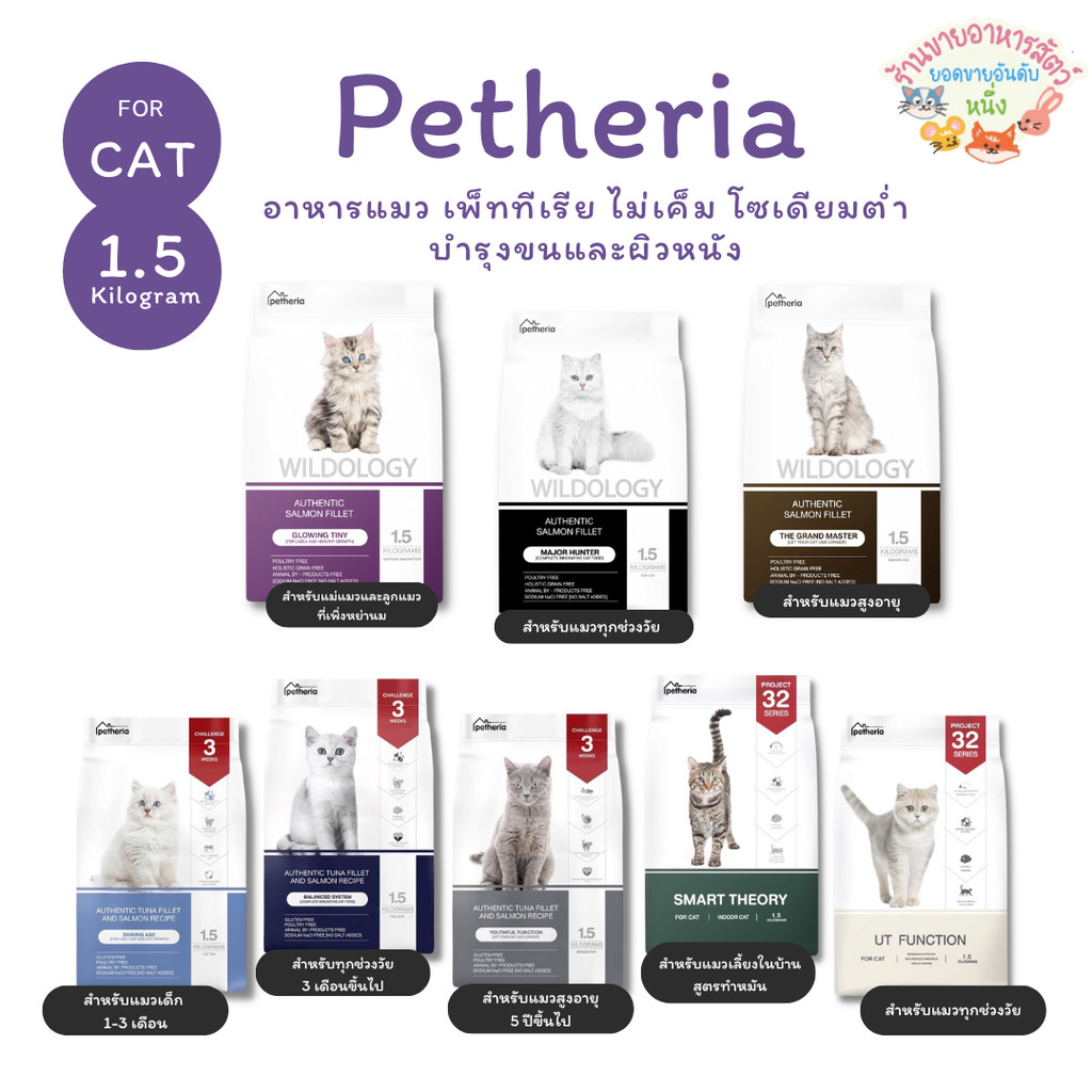 Petheria อาหารแมว เพ็ทเทอเรีย ครบทุกสูตร ลดการเกินก้อนขน ไม่เติมเกลือ ...