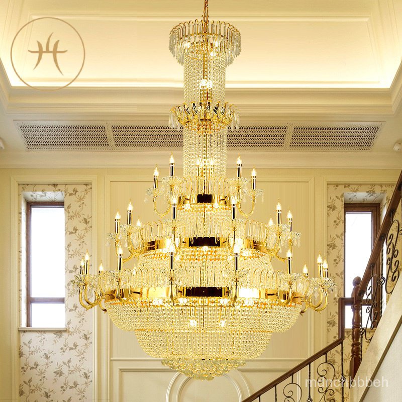 Luxury Golden Candle Crystal Pendant Lamp Hotel Hotel Villa Duplex ...