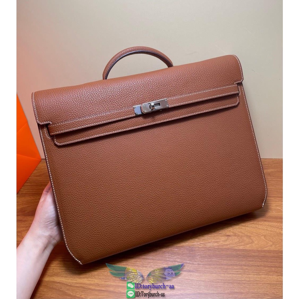 Togo hermes men's A4 document case handmade business briefcase laptop iPad handbag | Shopee Thailand