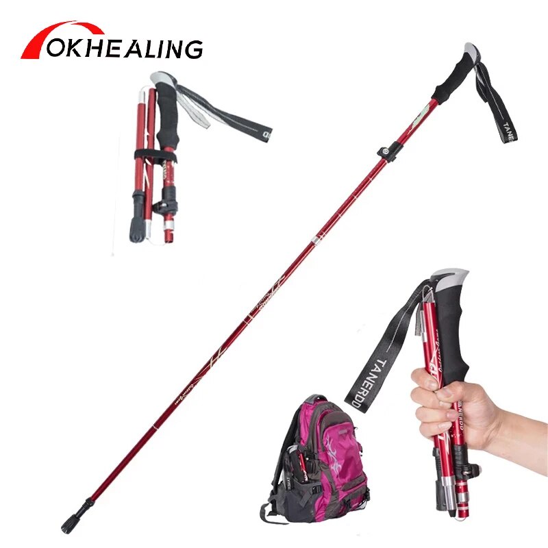 60p Multifunction Walking Stick Trekking Poles Telescopic Fold Crutches ...