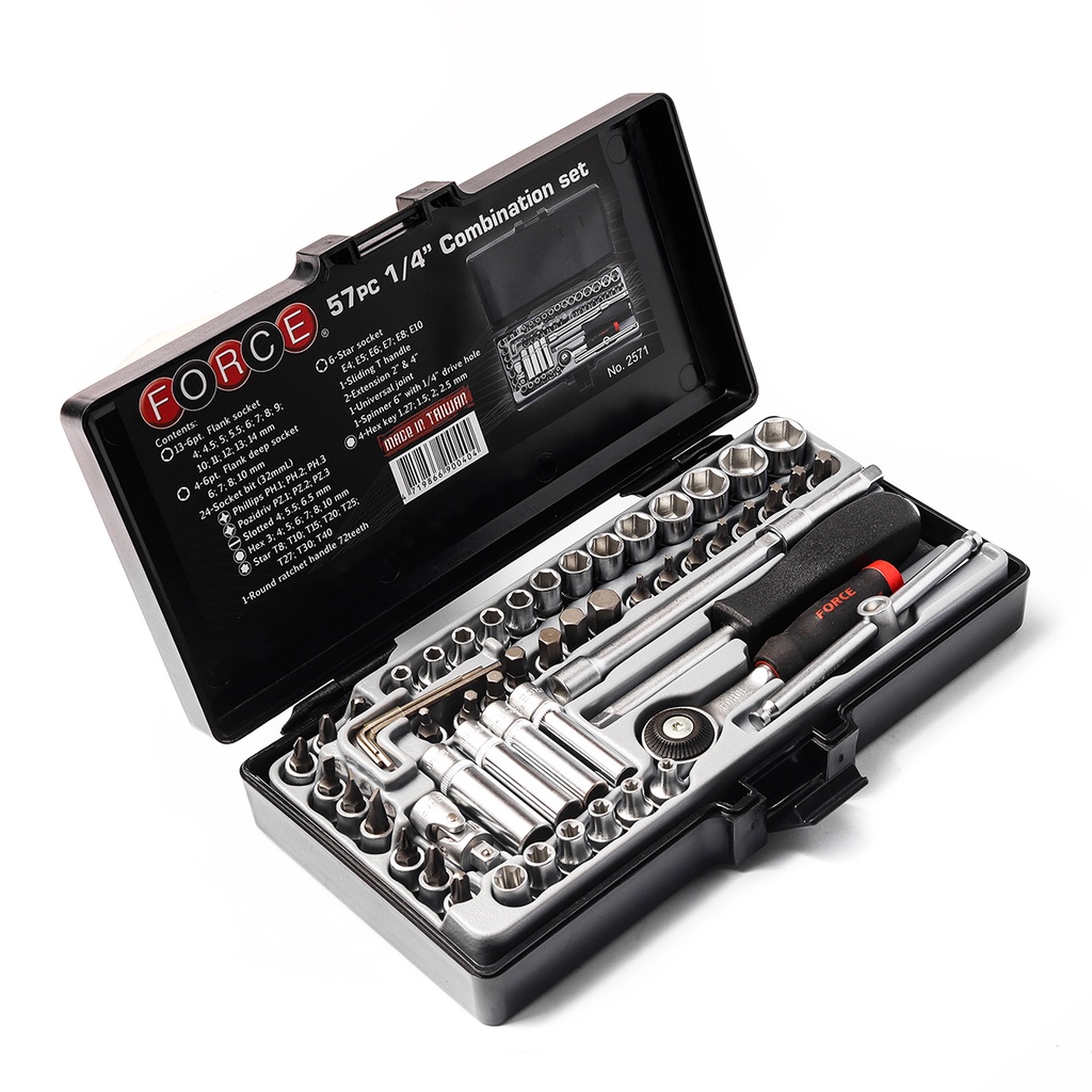 FORCE ( F131-2571 ) ชุดบ็อกซ์1/4” 6PT+หัวจีบ 57 ชิ้น | Shopee Thailand