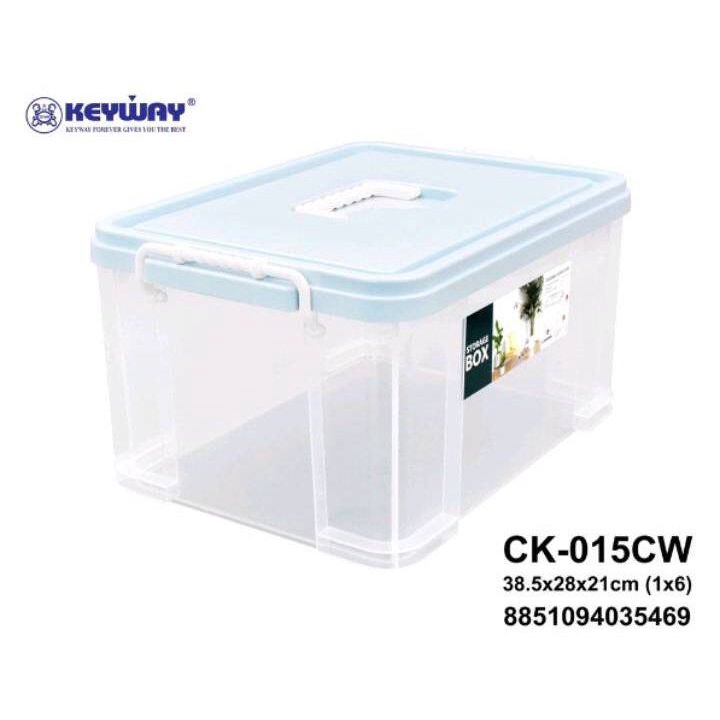 Transparent plastic box with lid and handle L A4 size 28x36x20.5 cm CK ...