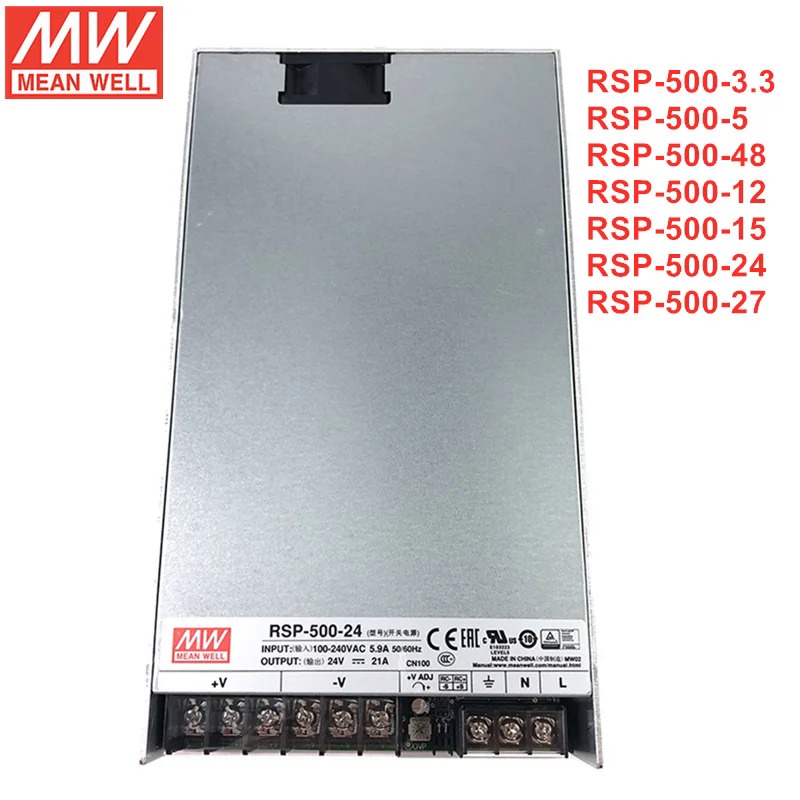MEAN WELL RSP-500 Series 500W แหล่งจ่ายไฟเอาต์พุตเดี่ยวพร้อมฟังก์ชั่น ...