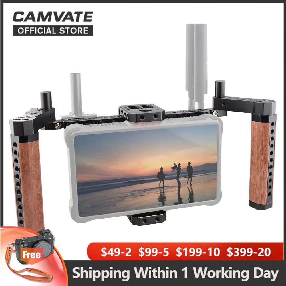 Campate Director Monitor Cage Rig พร้อมที่จับไม้สำหรับ5 "& 7" LCD ...