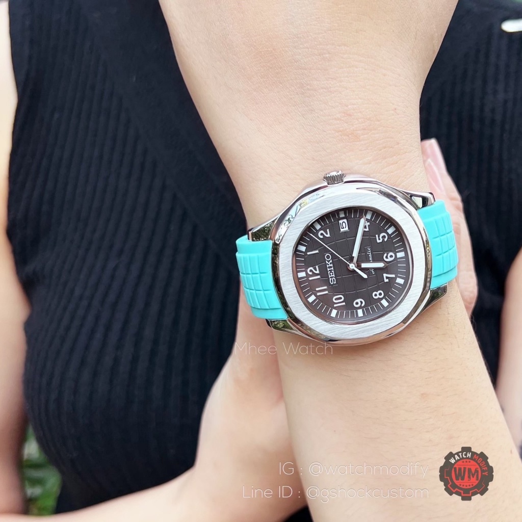 SEIKONUAT Black Waffle Dial with Blue Waffle Rubber Strap Aquanuat ...