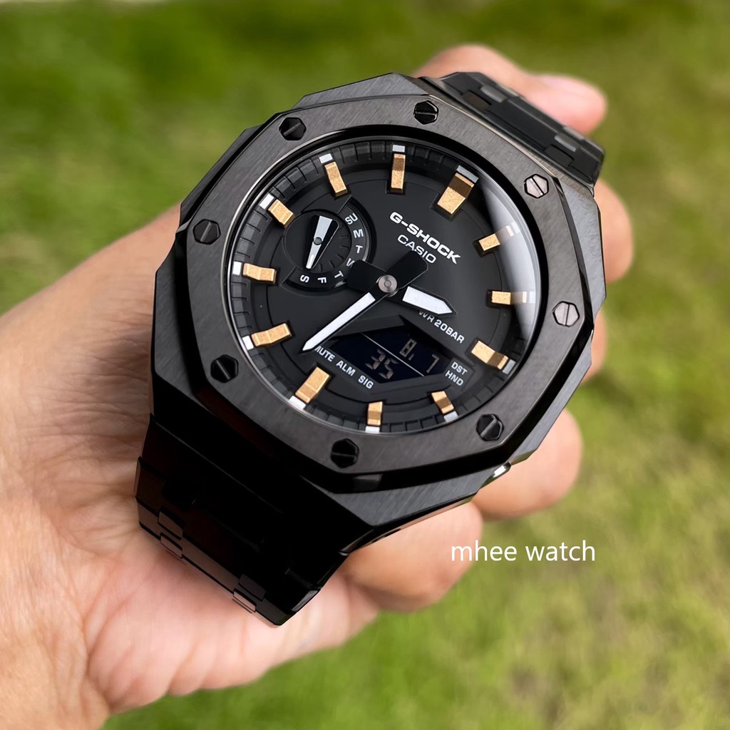 G-Shock Custom AP Style Black Steel Gold Dial | Shopee Thailand