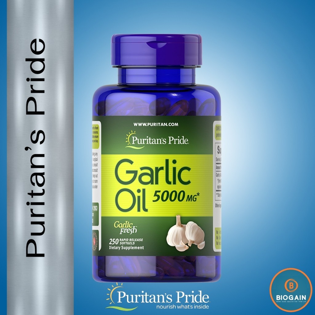 Puritan's Pride Garlic Oil 5000 mg. / 250 Rapid Release Softgels ...