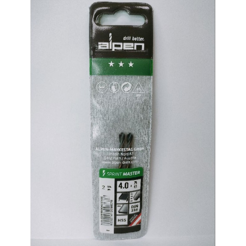 ดอกสว่านเจาะเหล็ก/Alpen/HSS Sprint Master/ขนาด4.0mm. | Shopee Thailand