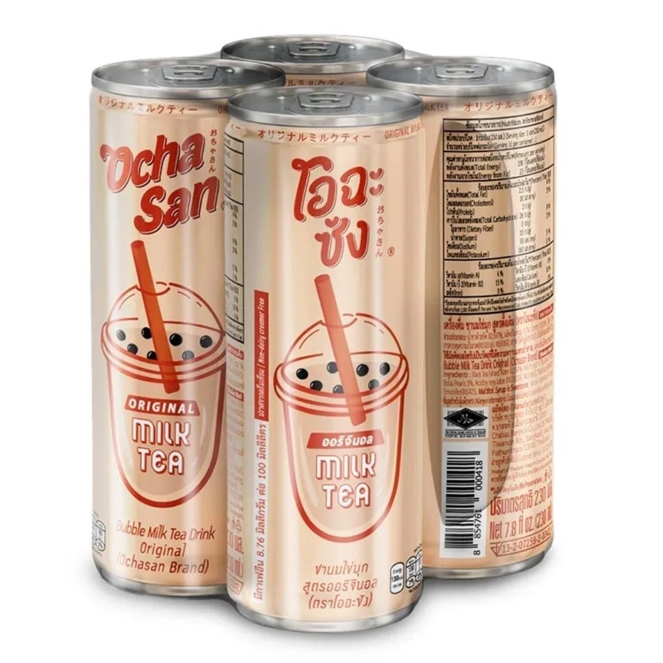 โอฉะซัง ชานมไข่มุก ดั้งเดิม 230 มล. x 4 / OCHASAN Bubble Milk Tea Original 230 ml x 4 | Shopee ...
