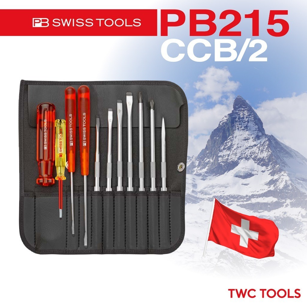 PB Swiss Tools ชุดไขควง ซองหนัง มีไขควงลองไฟ รุ่น PB 215L/2 ไขควงซองหนัง 11 ตัวชุด Swiss Made ...