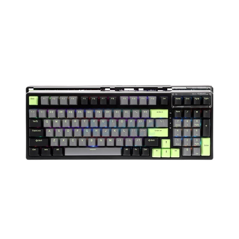 AULA WIRELESS/BLUETOOTH KEYBOARD F98 BLACK/GRAY/GREEN WHITE-SWITCH ...